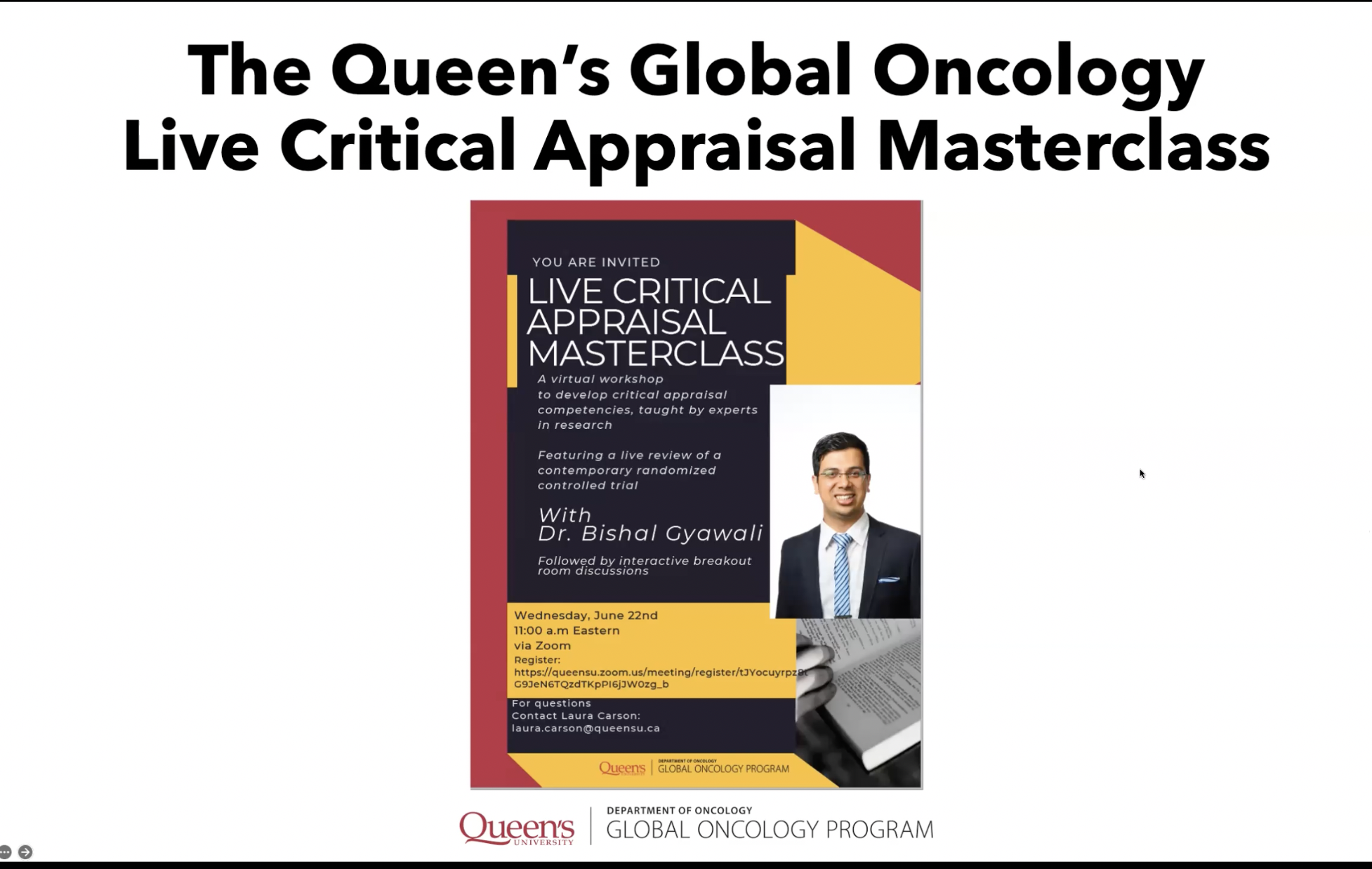 Masterclass in Critical Appraisal | Oncology | School of Medicine ...