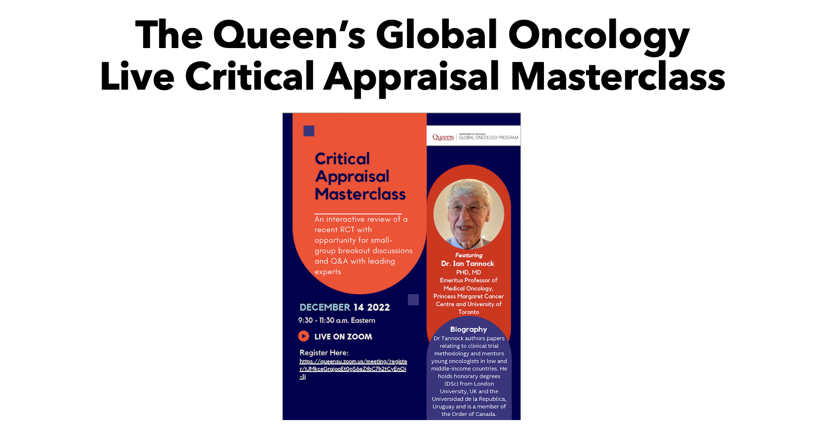 Masterclass in Critical Appraisal | Oncology | School of Medicine ...
